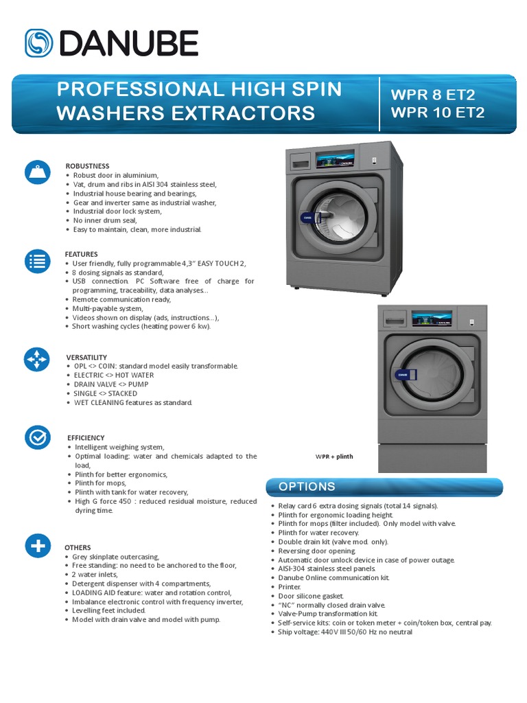 Professional High Spin Washers Extractors: WPR 8 Et2 WPR 10 Et2 | PDF ...