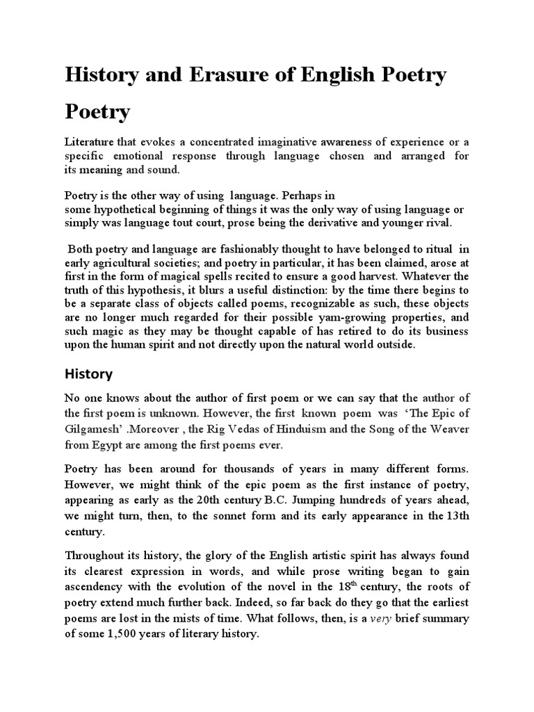 History and Types of English Poetry | PDF | Poetry