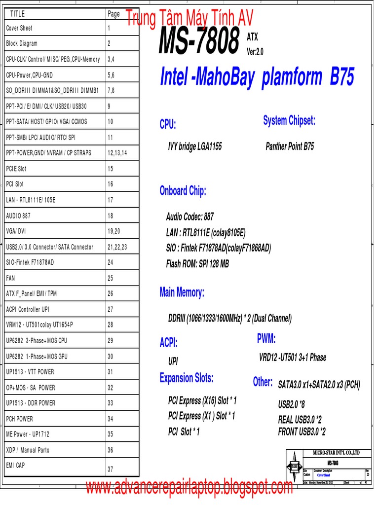 MSI MS-7808 Mahobay Motherboard Specs | PDF | Electronics | Computer ...