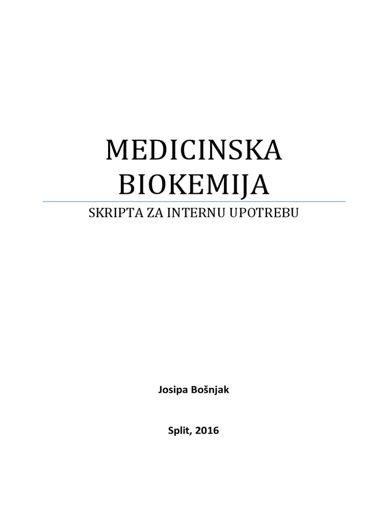 MEDICINSKA BIOKEMIJA - Skripta | PDF