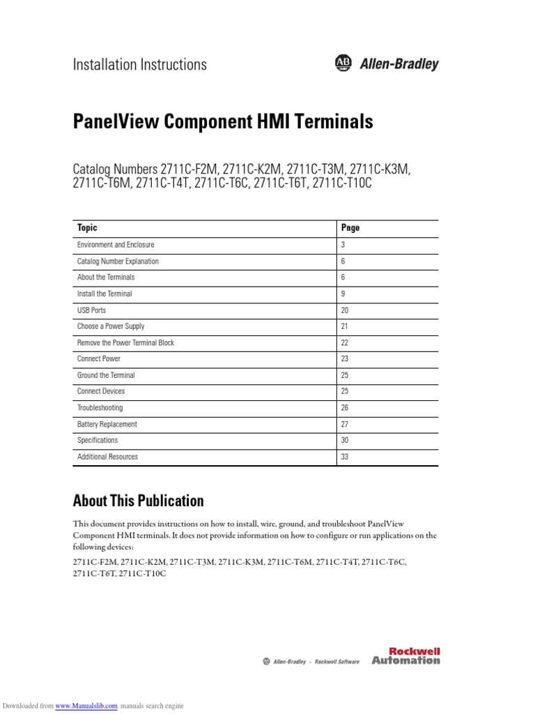 Panelview Component Hmi Terminals: Installation Instructions | PDF ...