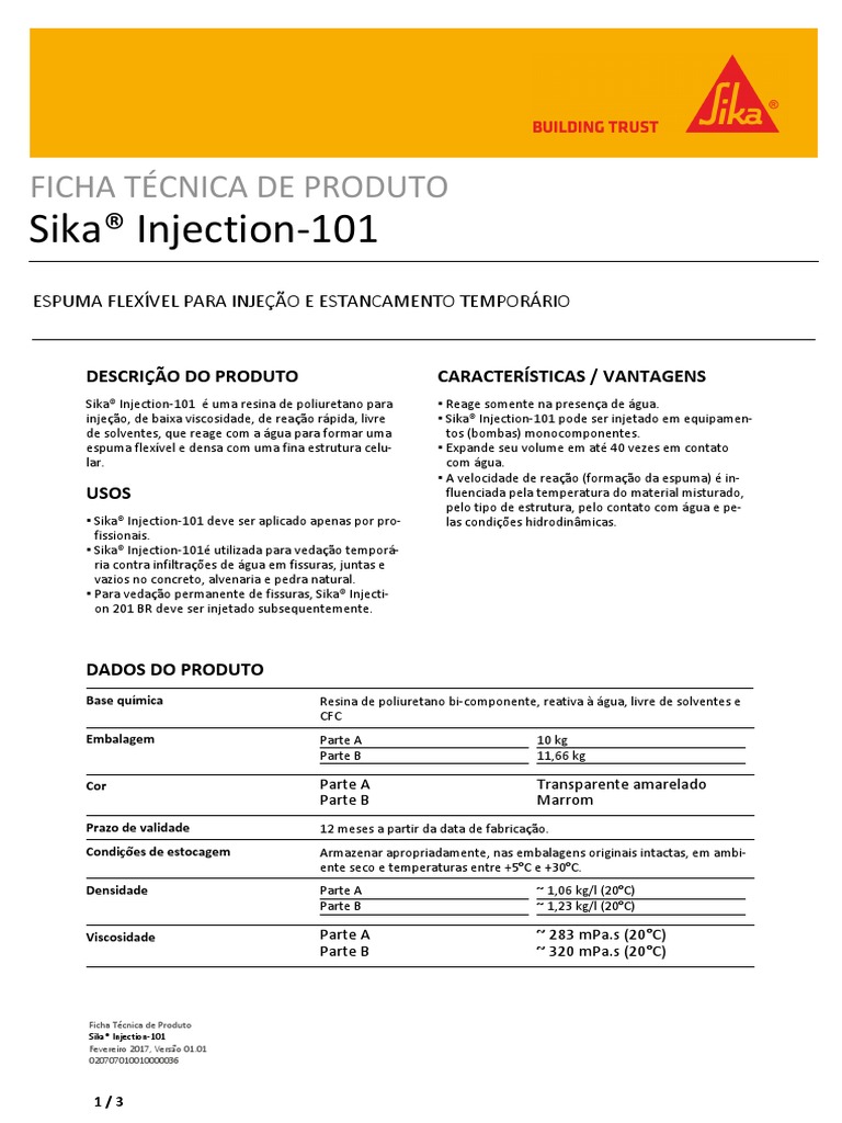 Sika Injection-101 | PDF | Poliuretano | Embalagem e rotulagem