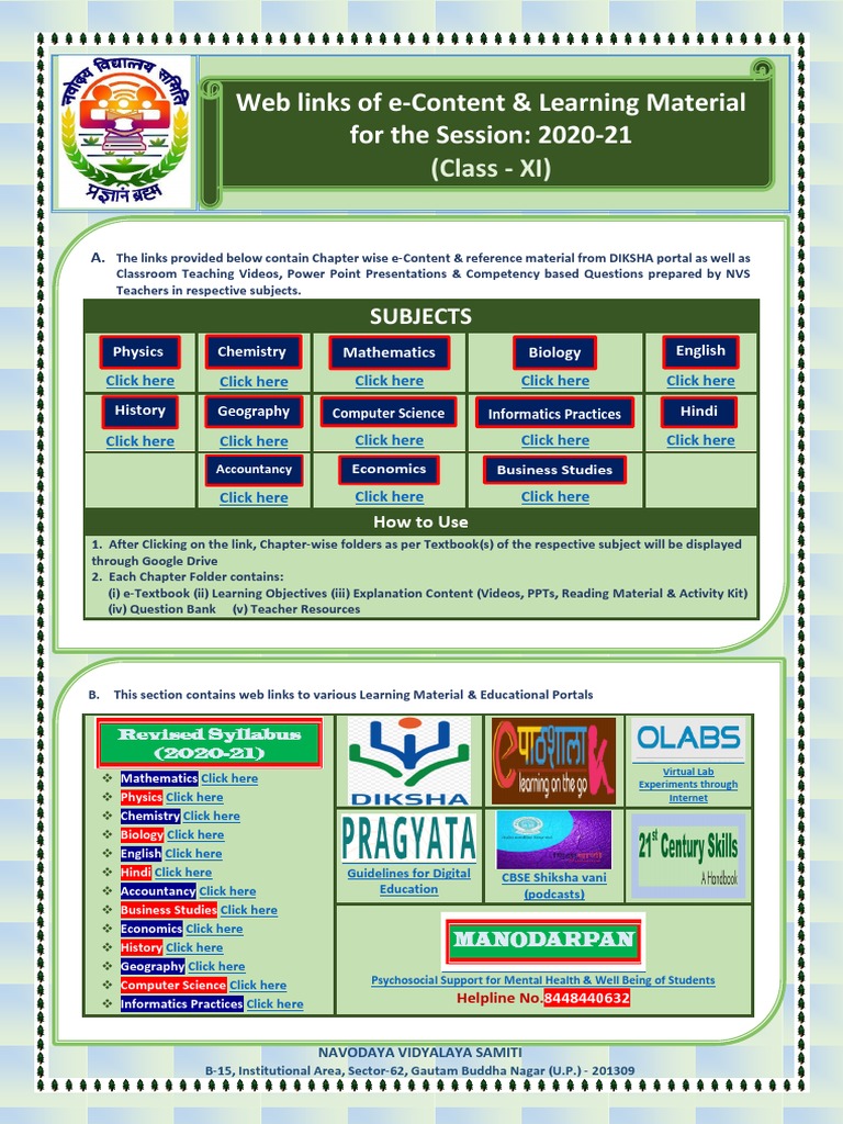 Class XI E-Content Links (Final) | PDF | Internet | Science