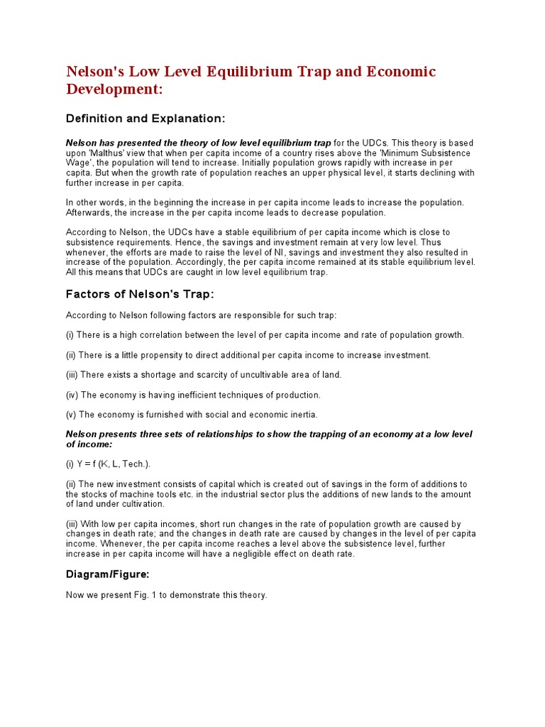 Nelson's Low Level Equilibrium Trap | PDF | Economics | Macroeconomics