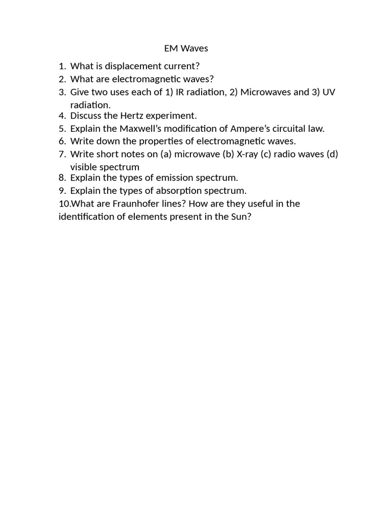 5 Electromagnetic Waves Question and Answer | PDF