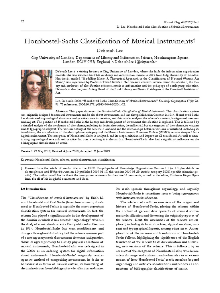 Hornbostel-Sachs Classification of Musical Instruments: Deborah Lee ...