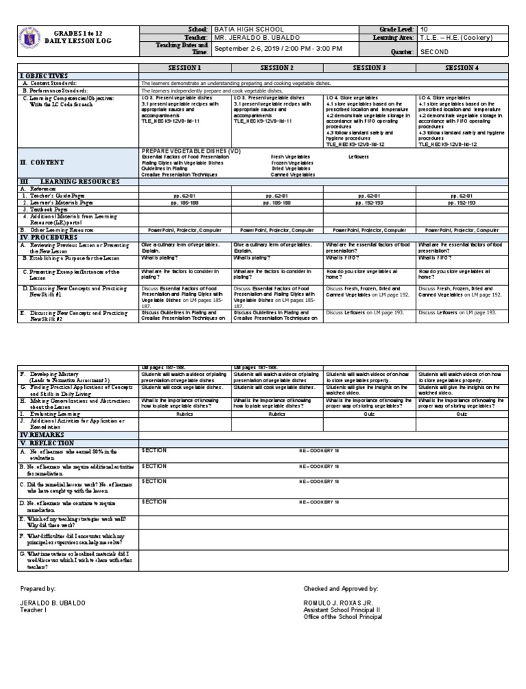 Mastering Vegetable Preparation and Presentation: A Four-Session Lesson ...