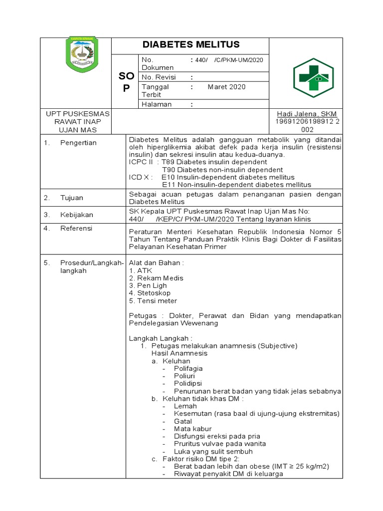 SOP - Diabetes Melitus | PDF