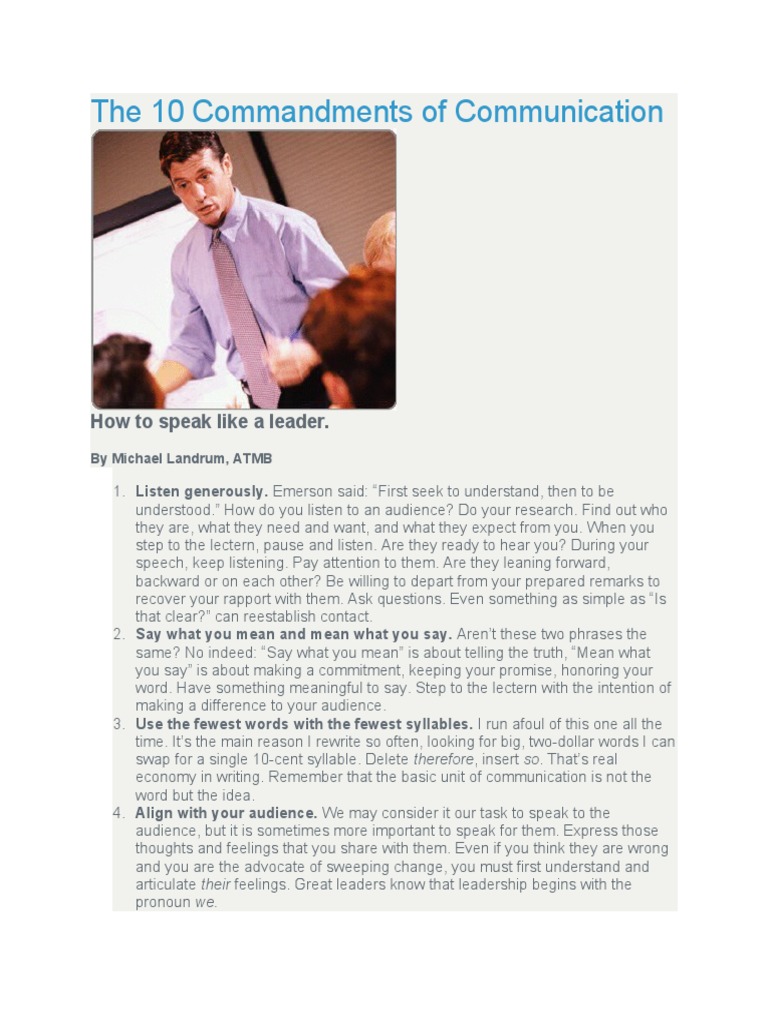 10 Commandments of Good Communication | PDF | Communication | Nonverbal ...