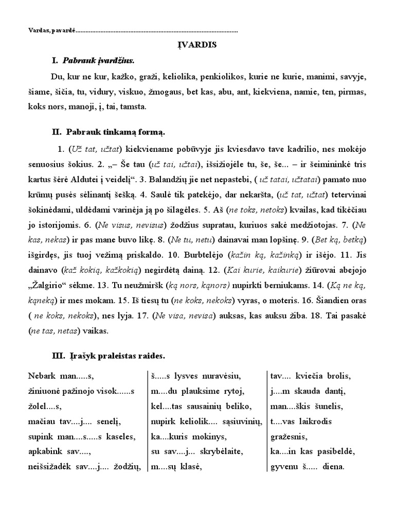 SP Ivardis 7 Klasei Isivertinimas | PDF