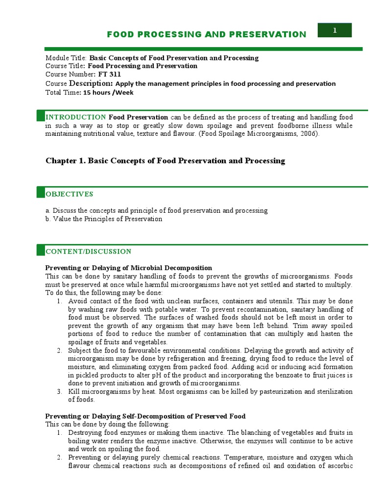 Description:: Food Processing and Preservation | PDF | Food ...