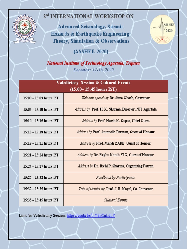 Valedictory Session Schedule For Participants | PDF