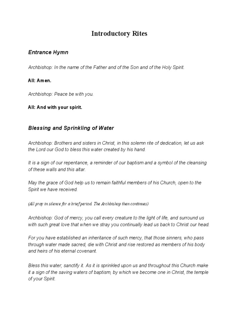 Introductory Rites: Entrance Hymn | PDF | God The Father | Altar