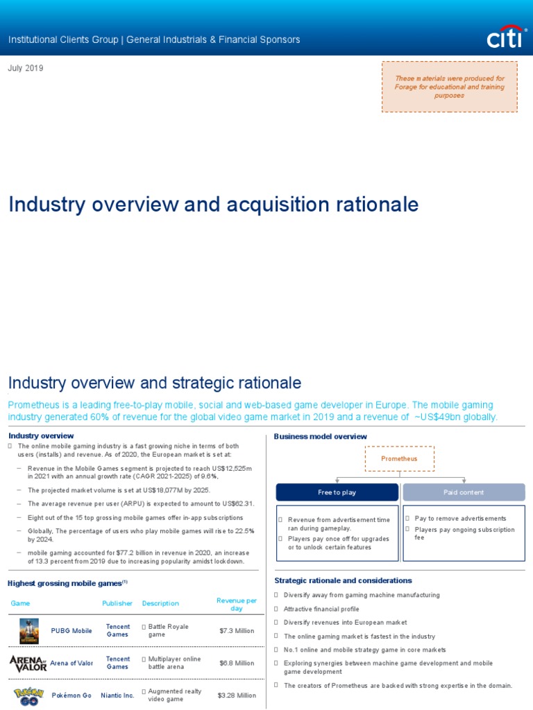 Industry Overview and Acquisition Rationale: Institutional Clients ...