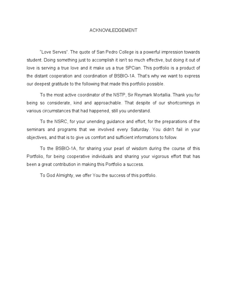 Acknowledgement NSTP | PDF