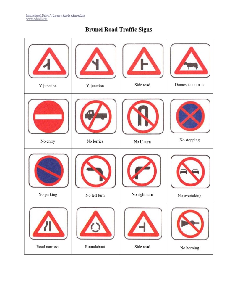 Brunei Road Traffic Signs | PDF