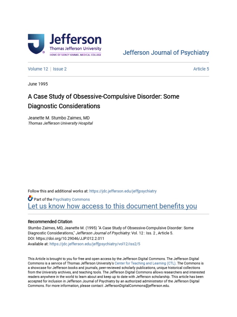 A Case Study of Obsessive-Compulsive Disorder - Some Diagnostic Co ...
