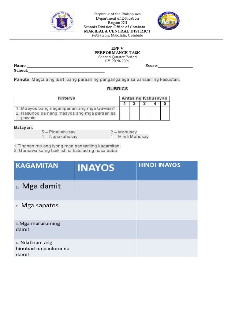 EPP 5 Q2 Performance Task | PDF