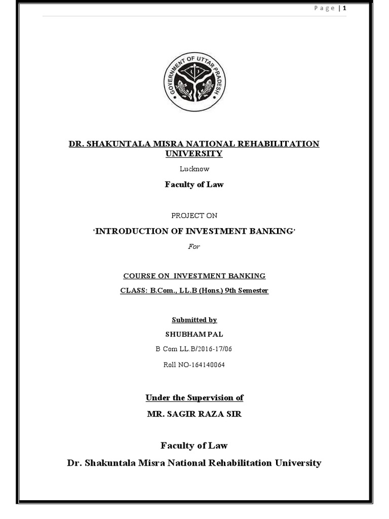 Introduction of Investment Banking | PDF | Investment Banking ...