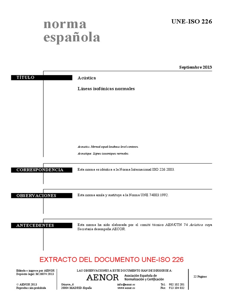 ISO 226 Resumen | PDF | Frecuencia | Acústica