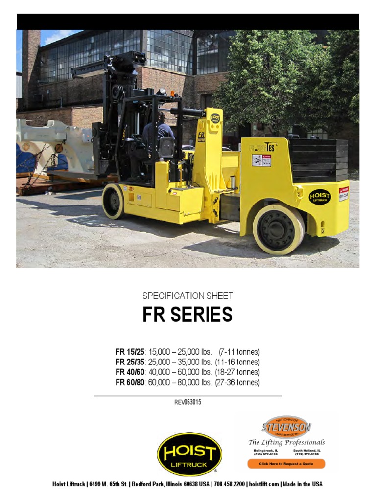 FR Series: Specification Sheet | PDF | Elevator | Vehicle Technology