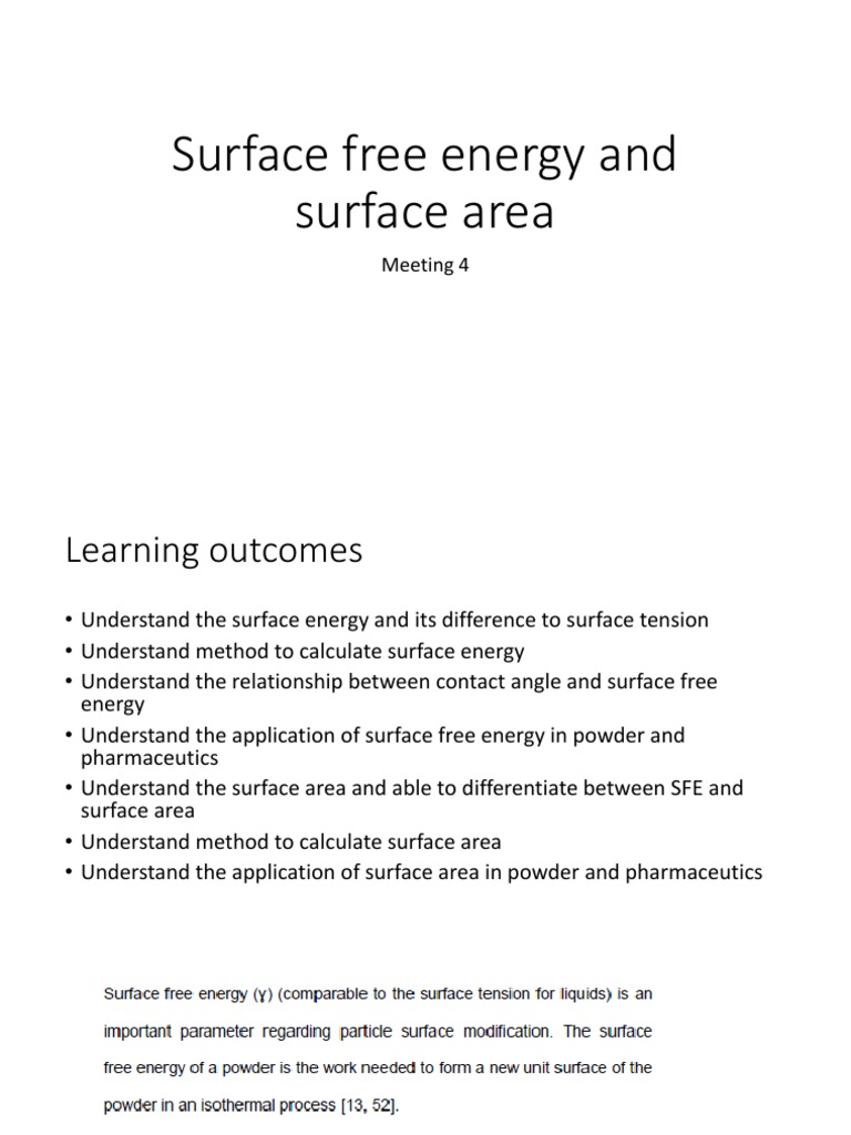 Surface Free Energy in Pharmaceutics | PDF | Surface Tension | Chemical ...