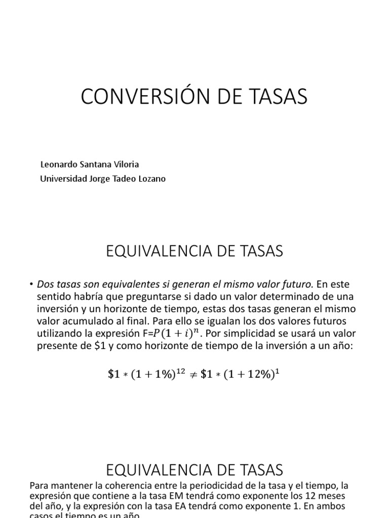 Esquema de Conversión de Tasas en Excel | PDF | Economias | Enseñanza de matemática