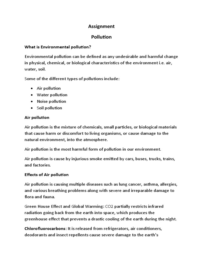 Assignment Pollution: What Is Environmental Pollution? | PDF ...