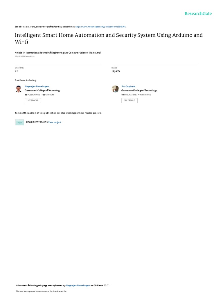 Intelligent Smart Home Automation and Security System Using | PDF | Wi ...
