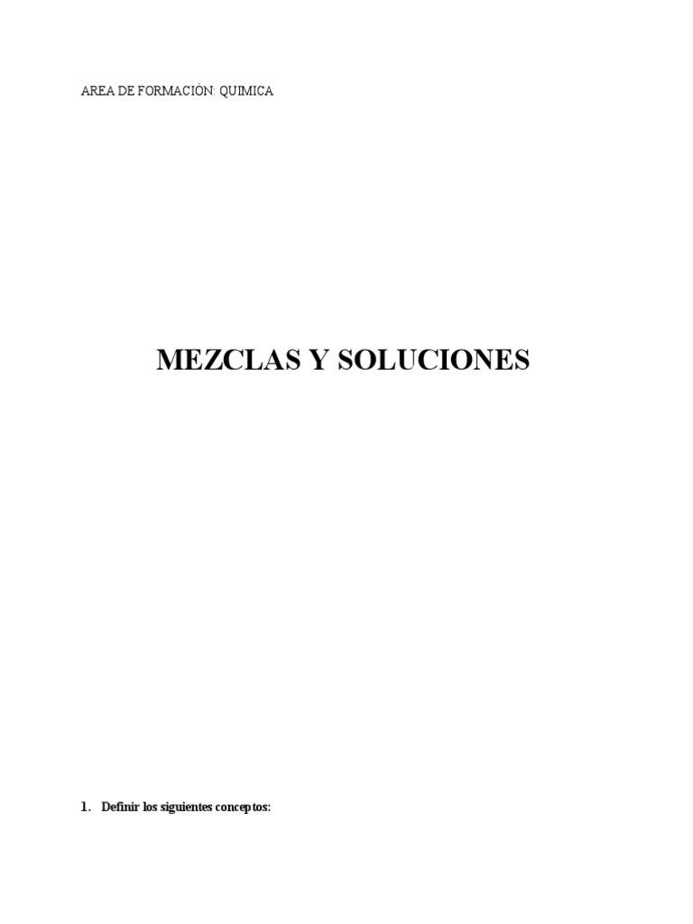 Diferencias entre Mezclas y Soluciones | PDF | Mezcla | Solución