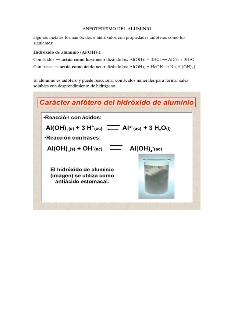 Anfoterismo del Aluminio: Propiedades y Reacciones | PDF