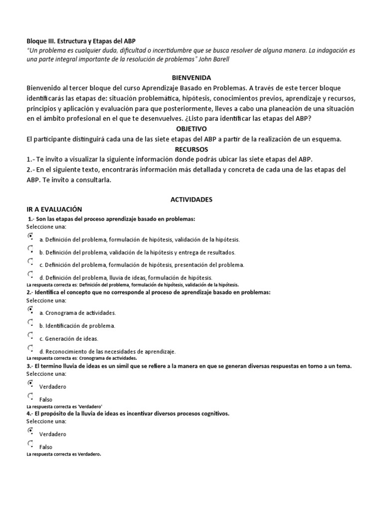 Unidad III Estructura y Etapas Del ABP | PDF | Evaluación | Evaluación neuropsicológica