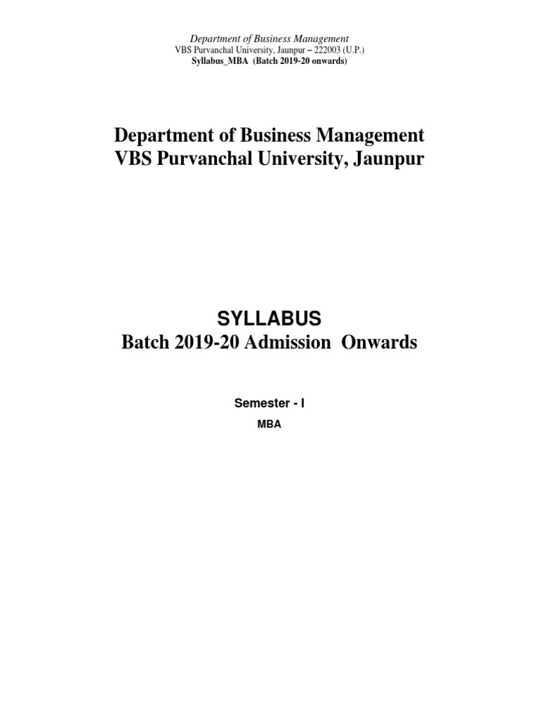 1.syllabus MBA PDF | PDF | Demand | Entrepreneurship