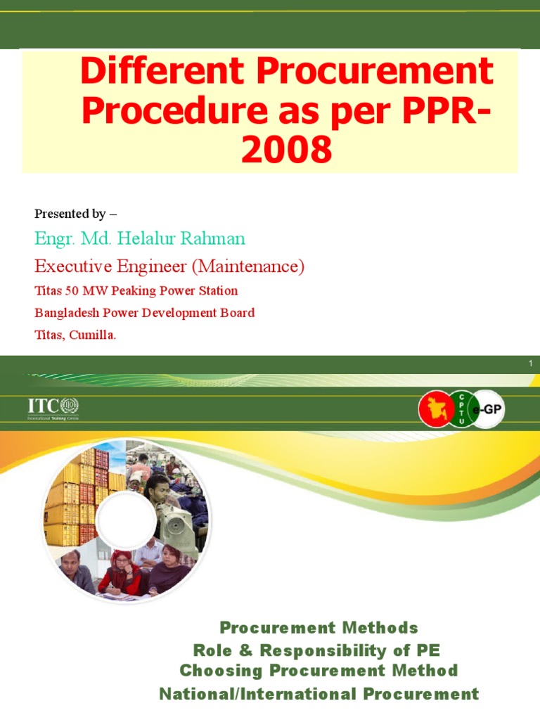 Different Procurement Procedure As Per Ppr 2008 Engr Md Helalur