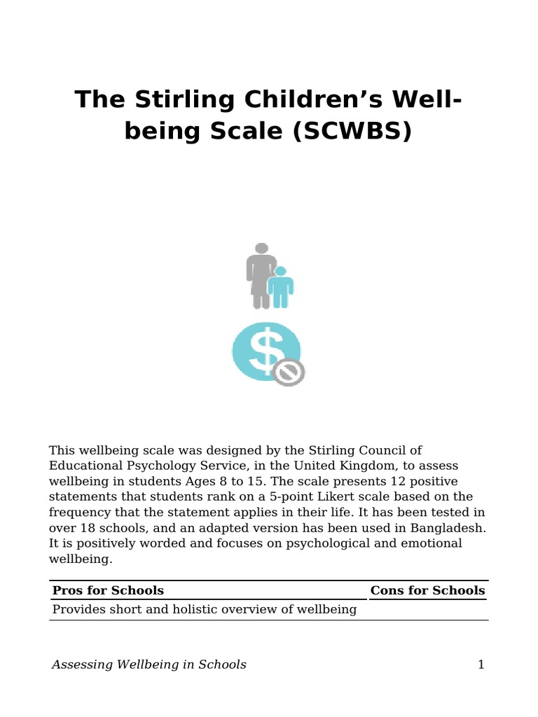 The Stirling Children's Well-Being Scale (SCWBS) : Pros For Schools ...
