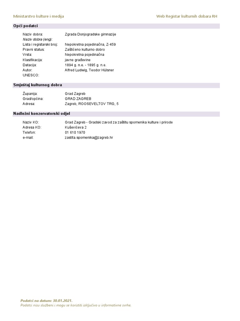 Kulturno Dobro - Detalji | PDF