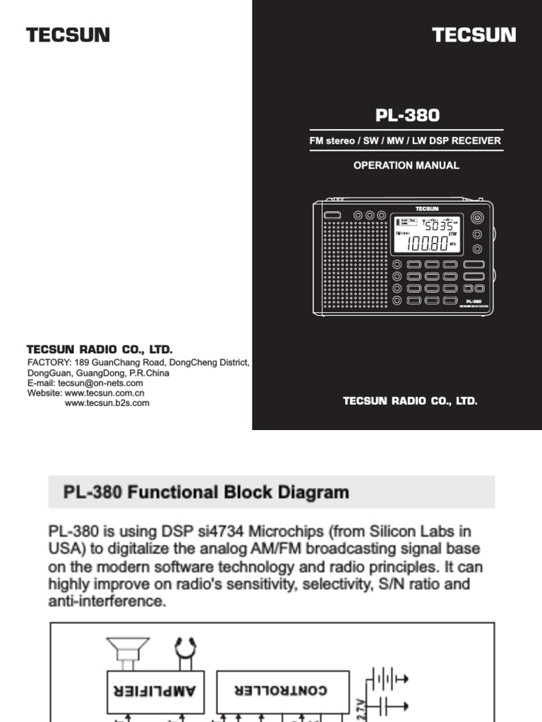 Operation Manual for the TECSUN PL-380 FM Stereo/Shortwave/AM Radio - A ...