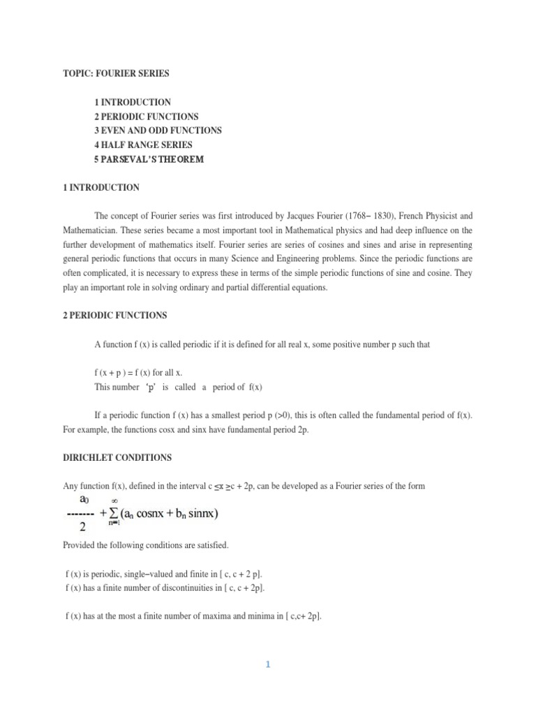 Fourier Series | PDF | Fourier Series | Trigonometric Functions Fourier Series | PDF | Fourier Series | Trigonometric Functions