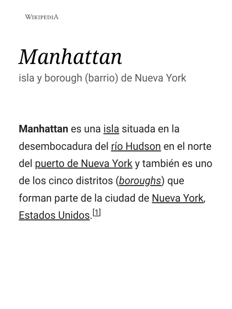 Manhattan - Wikipedia, La Enciclopedia Libre | PDF | Manhattan
