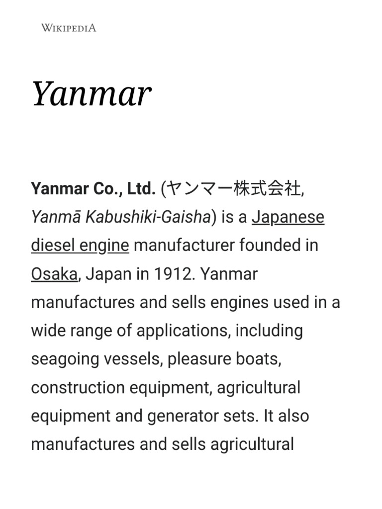 Yanmar - Wikipedia | PDF | Transport | Vehicles