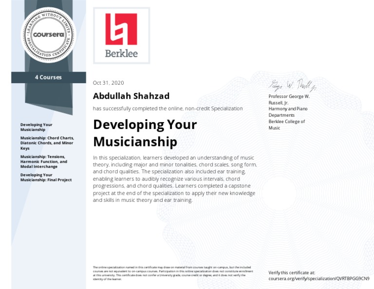 Developing Musicianship Specialization | PDF | Chord (Music) | Harmony