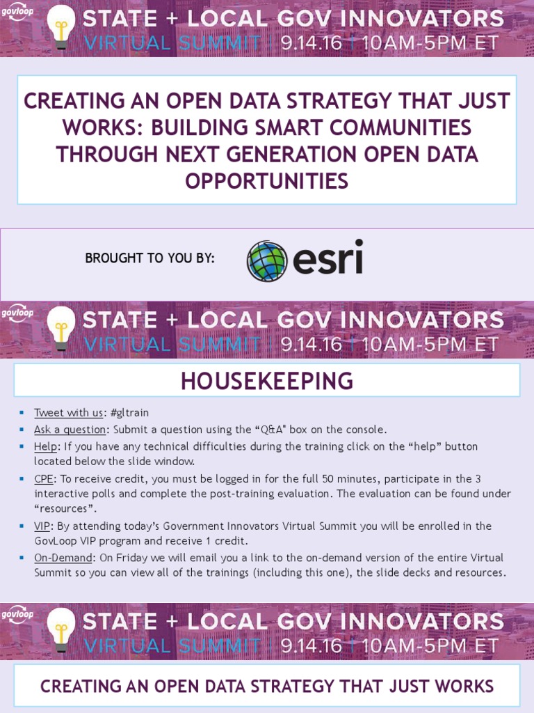 Open Data Strategies for Smart Communities | PDF | Arc Gis | Esri