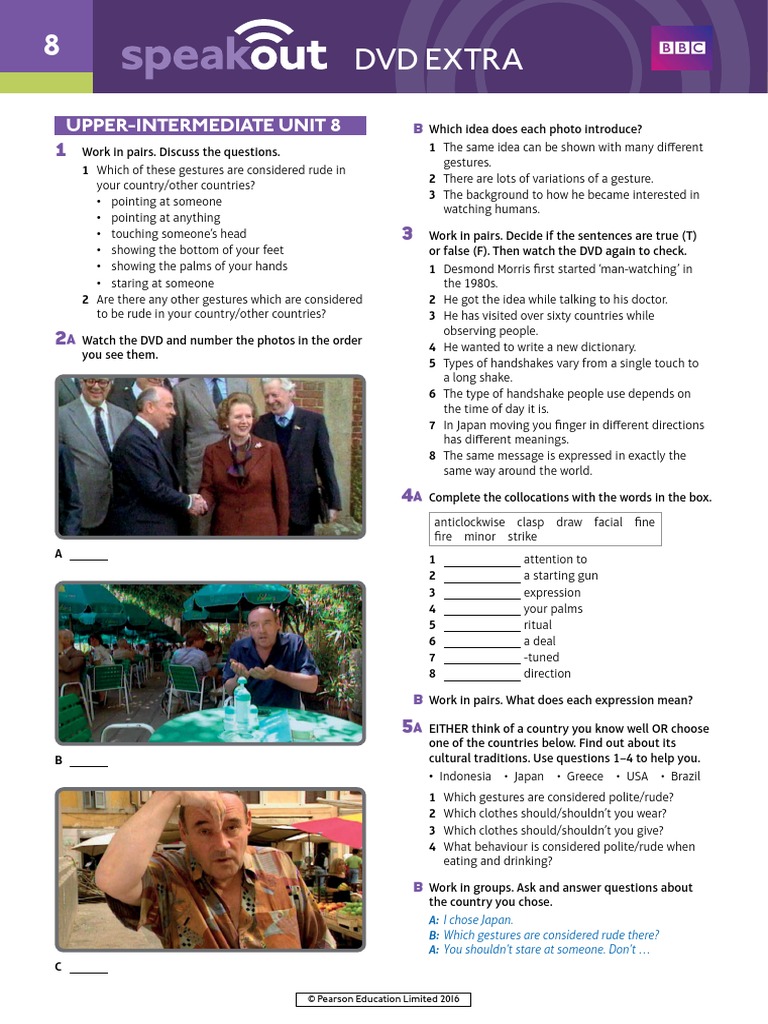 Speakout DVD Extra Upper Intermediate Unit 08 | PDF | Gesture