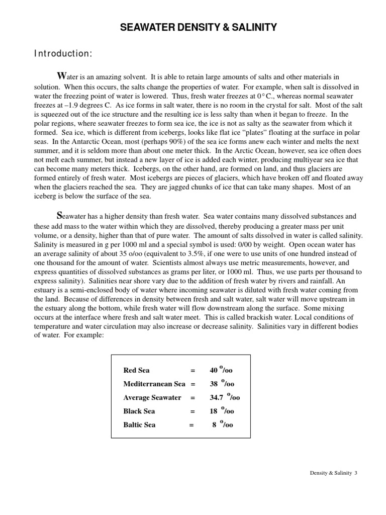 Seawater Density & Salinity | PDF | Sea Ice | Buoyancy