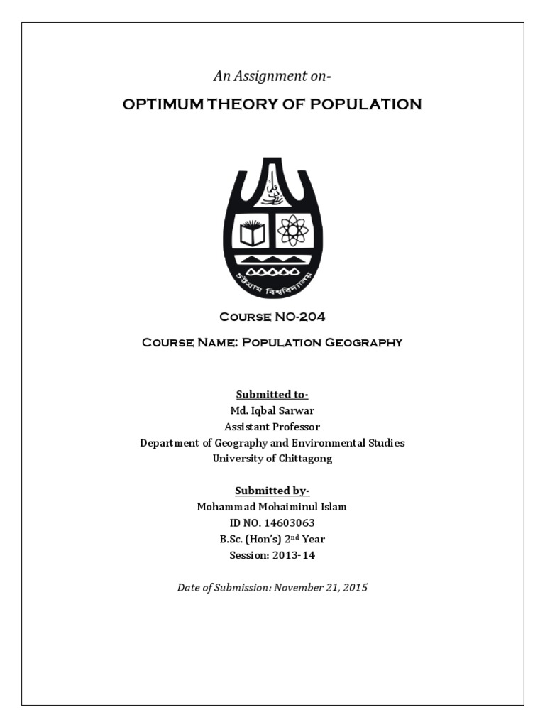 Optimum Theory of Population: An Assignment On | PDF | Economic Growth ...
