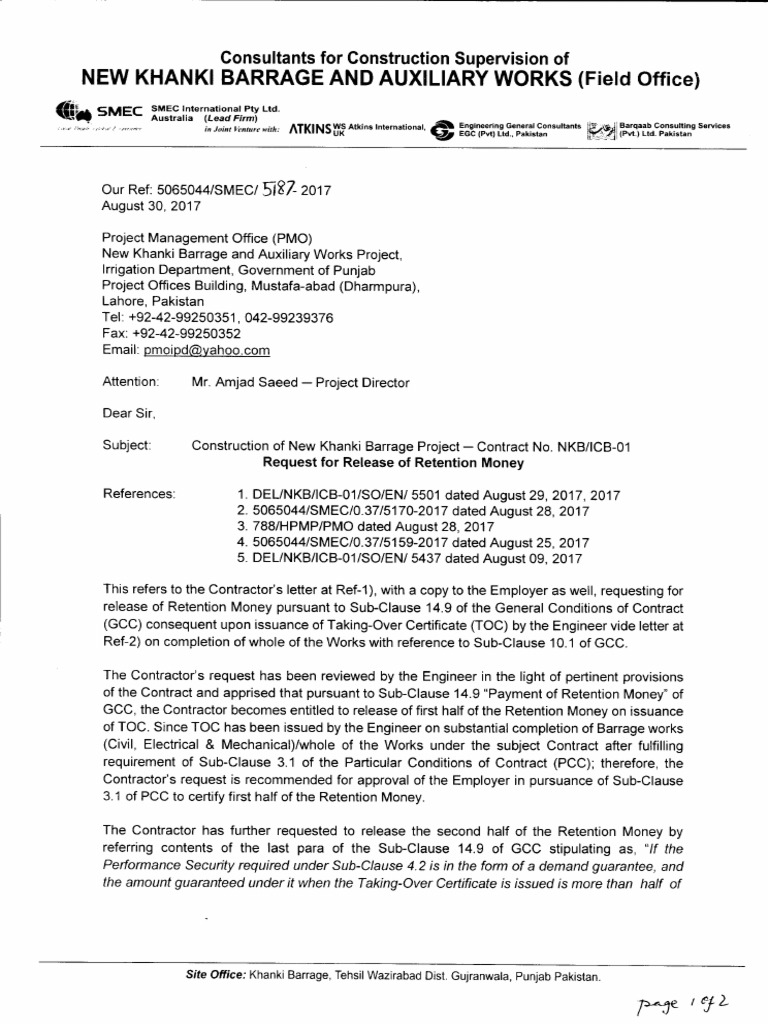 5187-Request For Release of Retention Money | PDF