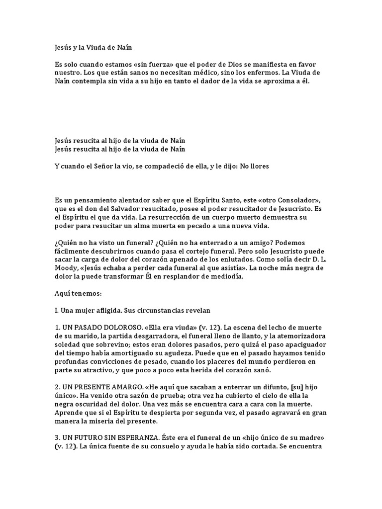 Jesús y La Viuda de Naín | PDF | Jesús | Funeral