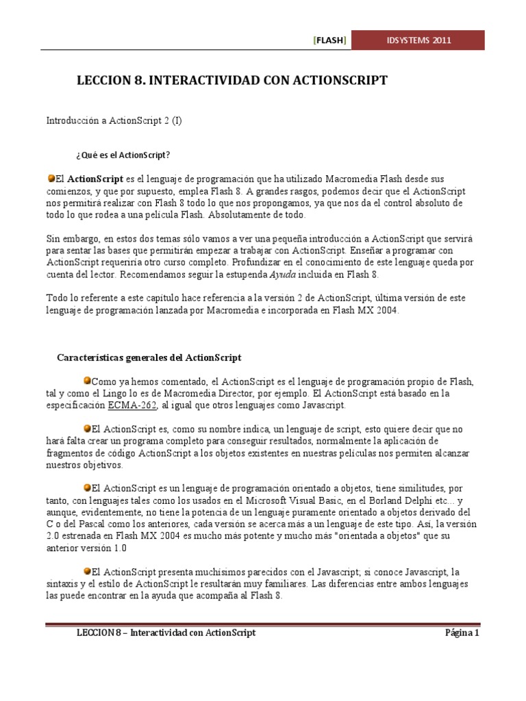 Leccion 8 - Interactividad Con Actionscript | PDF | Script de acción | Objeto (informática)