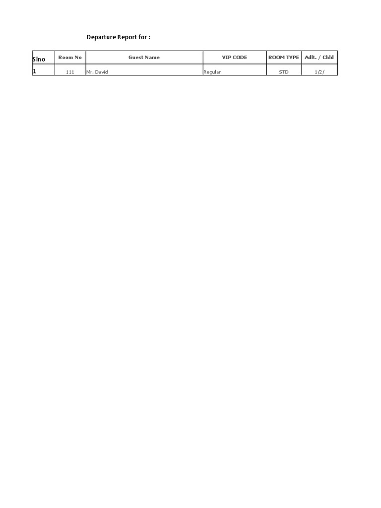 Departure Report for Hotel Guests | PDF