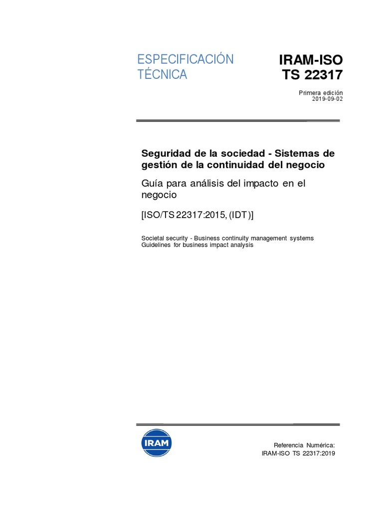 Iram-Iso 22317 TS | PDF | Organización internacional para la ...